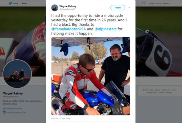 Selepas 26 tahun dan lumpuh, Wayne Rainey kembali ke litar | Astro Awani