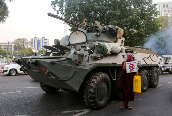 Armoured vehicles deployed to major Myanmar cities after mass protests ...