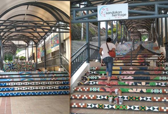 Kreatif dan indah! Mural tangga di Sandakan ini menguji kemahiran ...