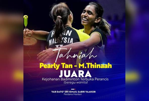 Ismail Sabri congratulates French Open champions Pearly-Thinaah | AWANI ...