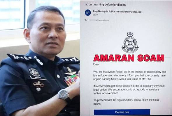 'Scammer' hantar e-mel kompaun saman lalu lintas, guna logo PDRM ...