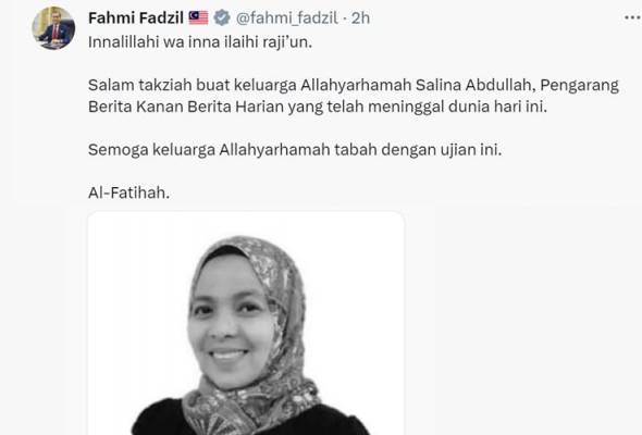 Fahmi ucap takziah kepada keluarga Pengarang Berita Kanan BH | Astro Awani