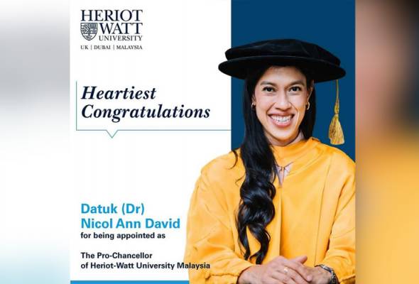 Hannah Yeoh ucap tahniah pelantikan Nicol David sebagai Pro-Canselor Heriot-Watt University ...