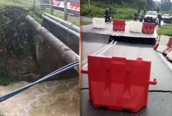 Jalan runtuh di Sungai Lalang Semenyih, kenderaan tidak dapat lalui ...
